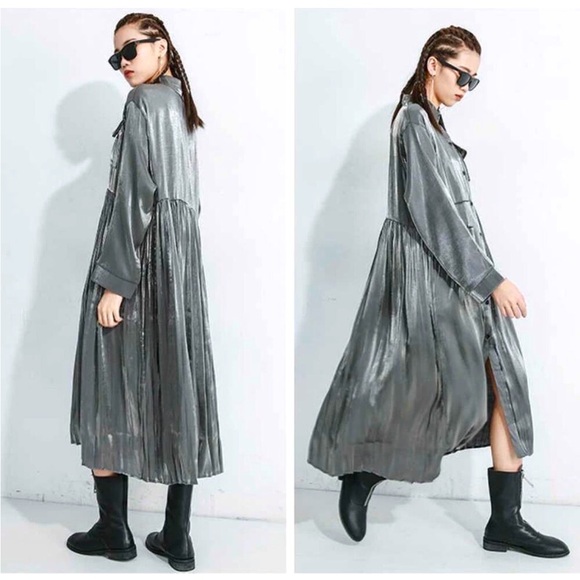 Kate Hewko | Dresses | Kate Hewko Oversized Pewter Shirt Dress | Poshmark
